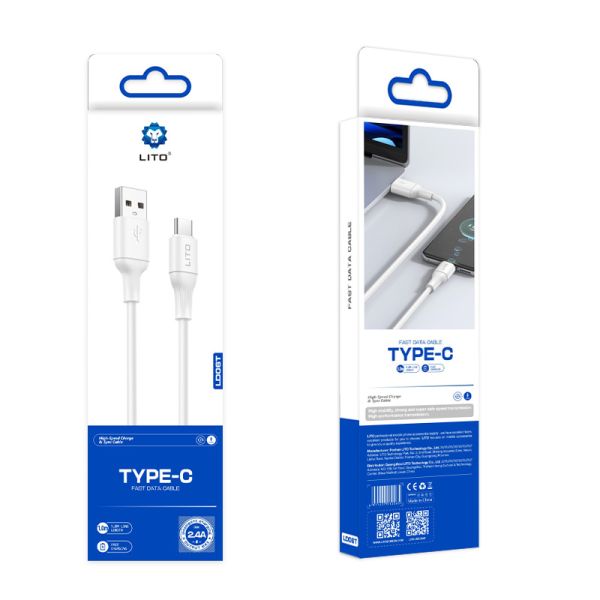 LITO LD06 USB-A To USB-C Fast Charging PVC Cable 100cm - White ...