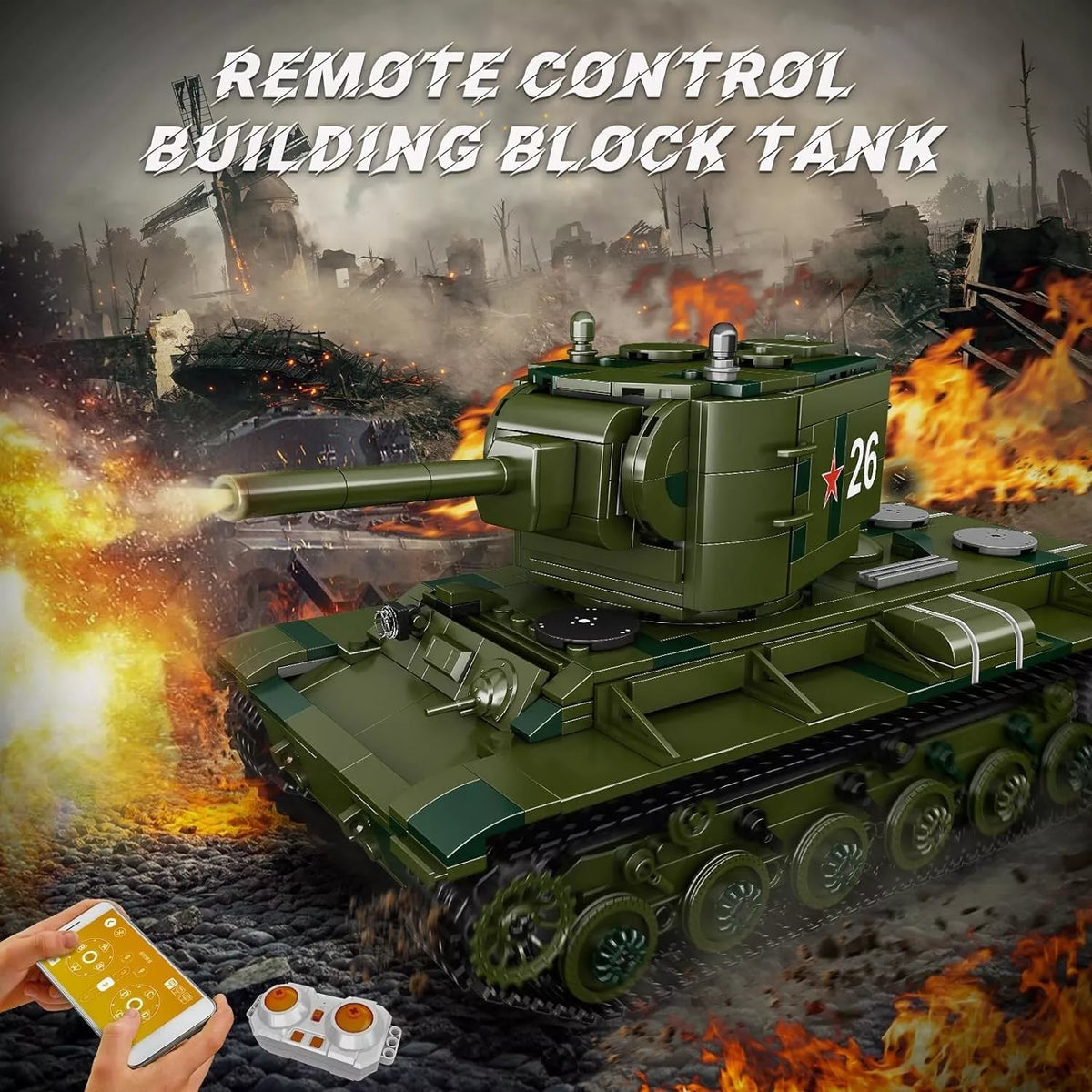 Mould King 20026 Military KV-2 Heavy Tank Remote Controlled with Gyros ...