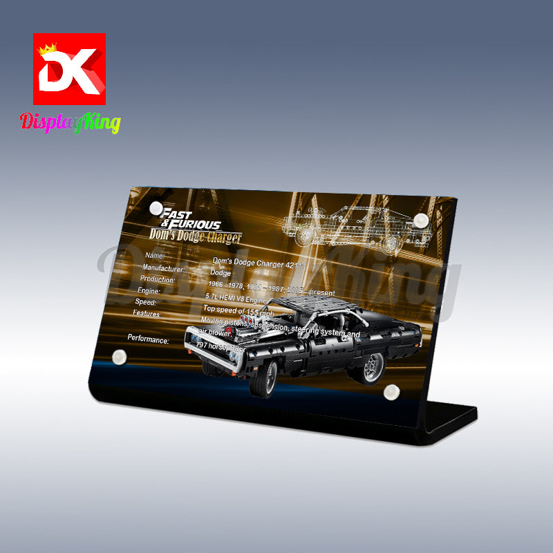 Display King - Acrylic display plaque for Lego Dom's Dodge Charger 421 ...