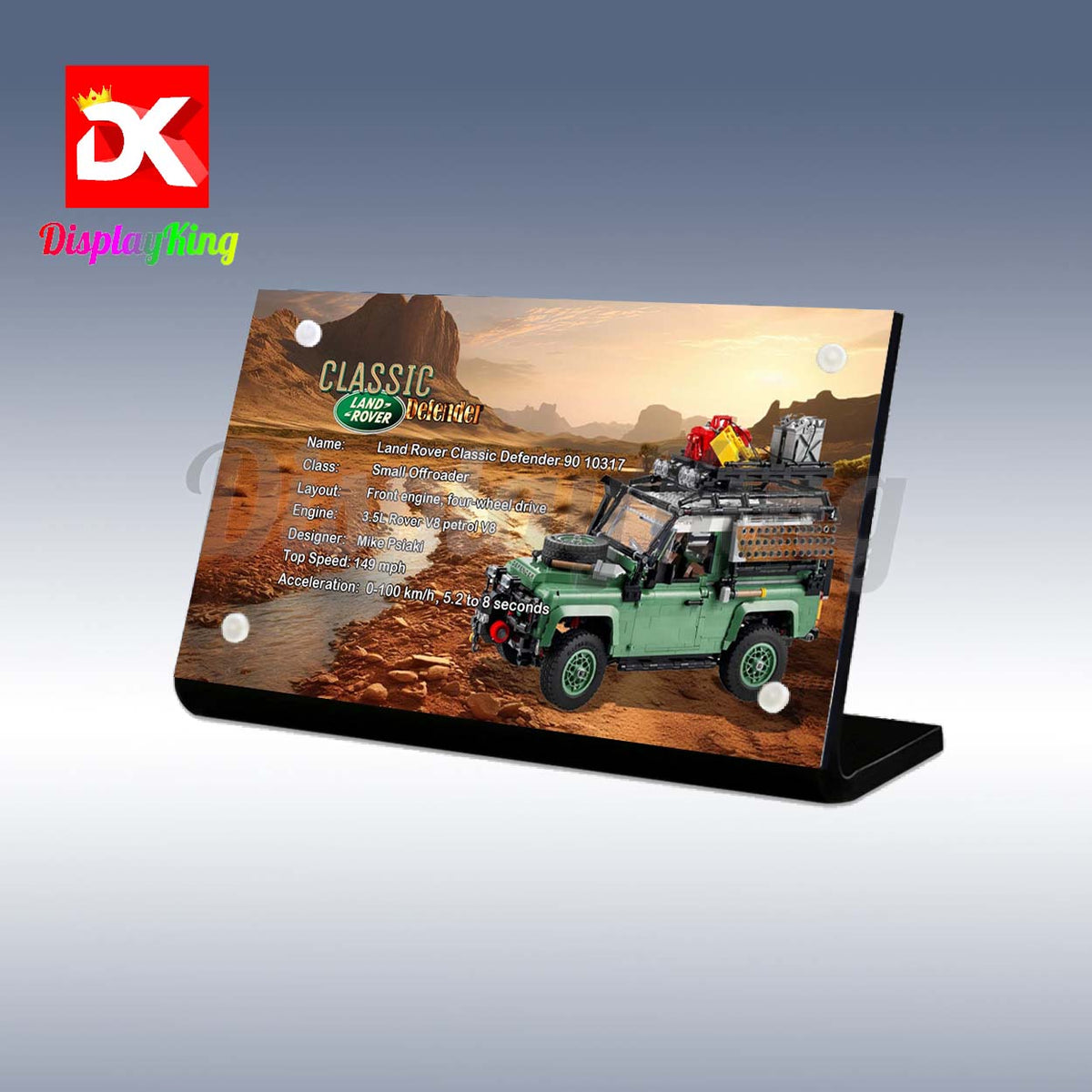 Display King - Acrylic display plaque for Lego Land Rover Classic Defe ...