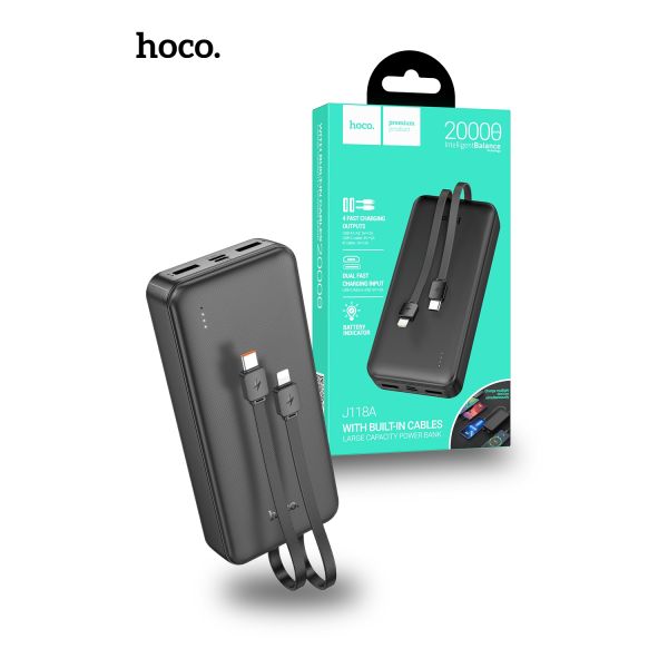 Hoco J118A 20000mAh With Built In Charging Cable Speed Energy Power Ba ...