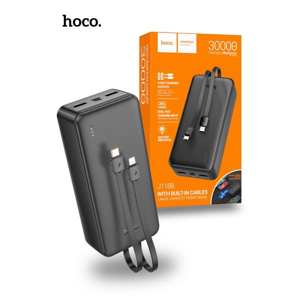 Hoco J118B 30000mAh With Built In Charging Cable Speed Energy Power Ba ...