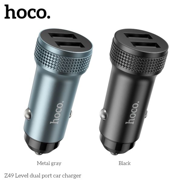 Hoco Z49 Dual USB-A Car Charger With Lightning Cable - Black ...