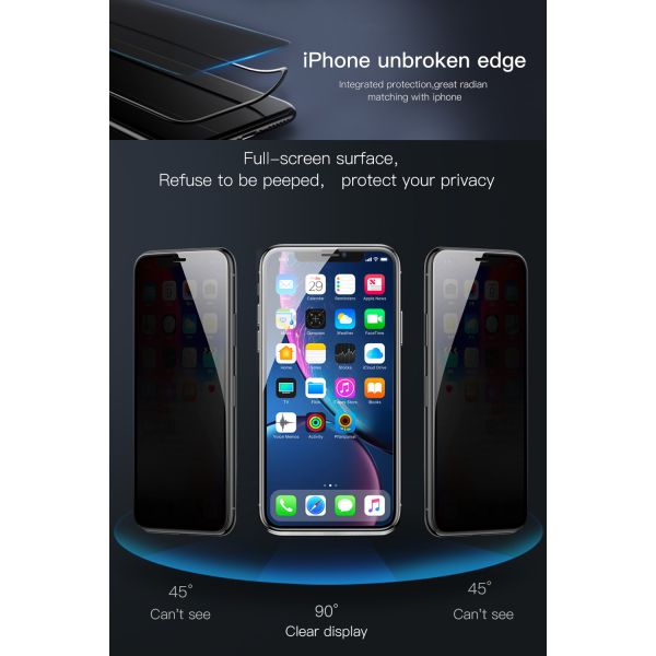 iPhone 16 Pro / 17 BLACKTECH Privacy 9D Full Cover Tempered Glass - Bl ...