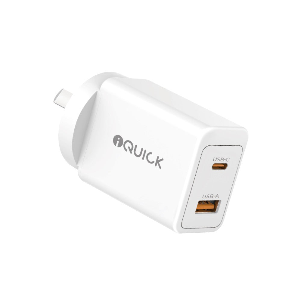 iQuick GaN II 45W PD3.0+QC3.0 Dual Ports Charging Adapter-White ...