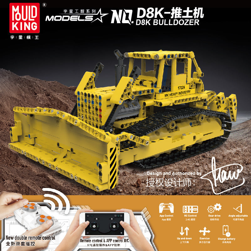 MOULD KING 17024 MOC-74666 D8K Bulldozer RC Caterpillar with 1003 piec ...