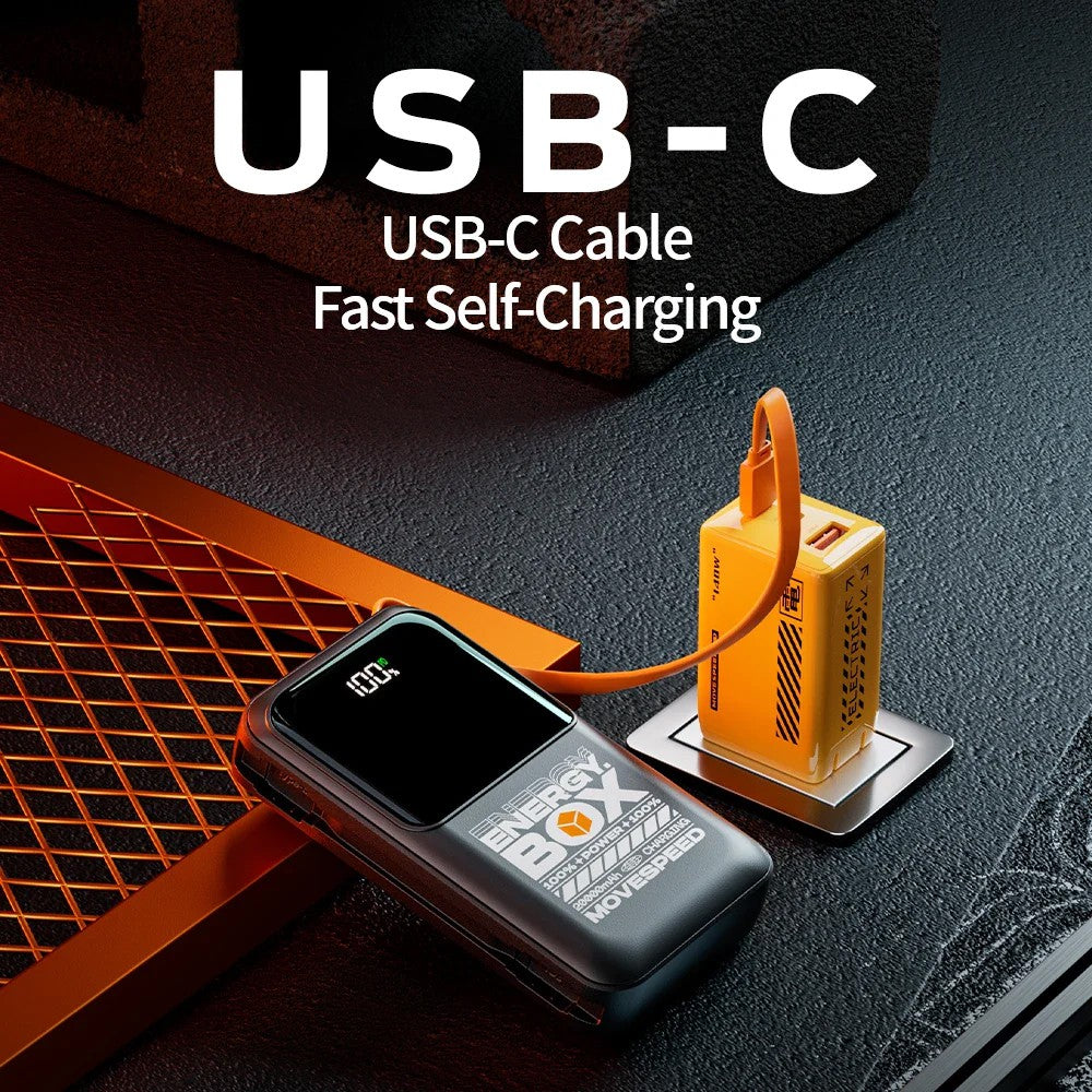 MOVE SPEED F20 Power Bank 20000mAh USB-C Cable 22.5W Max Portable Fast ...