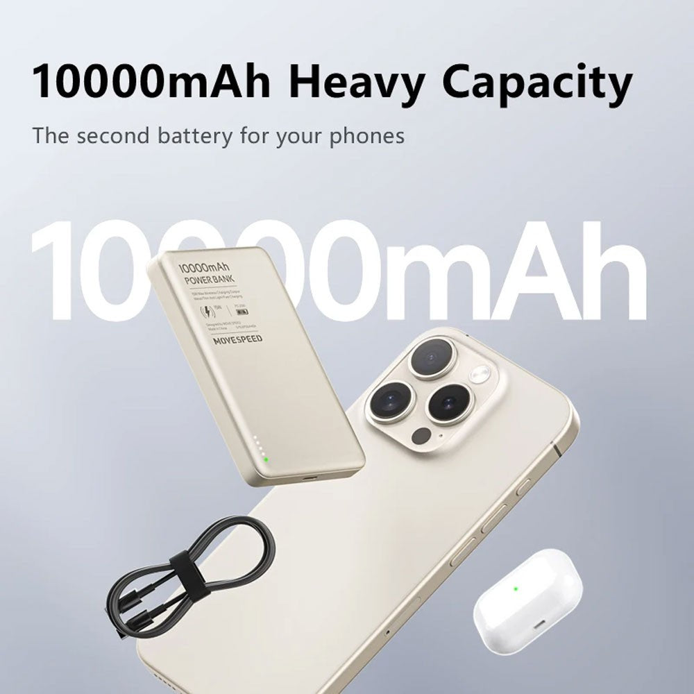 MOVE SPEED S10 Ultra-thin Titanium Magnetic Power Bank 10000mAh PD20W ...
